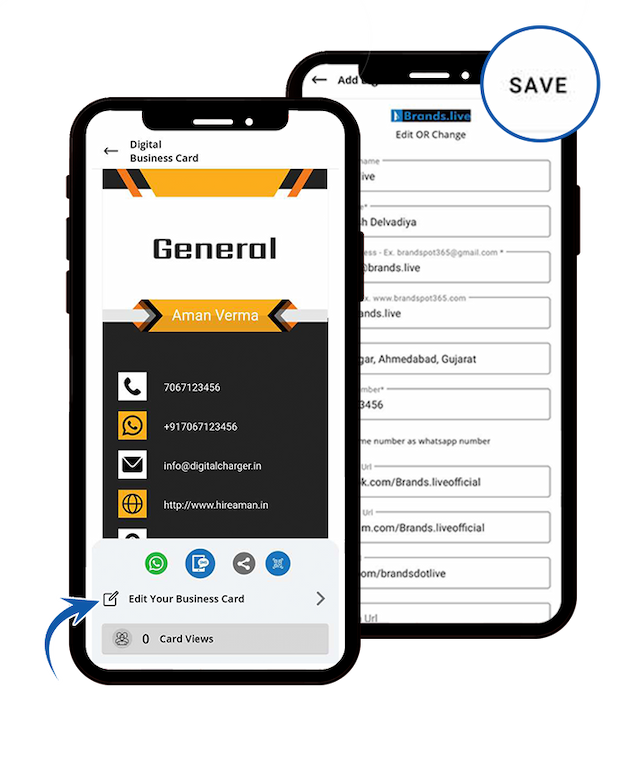 Create Free Digital Business Card with QR Code at Brands.live